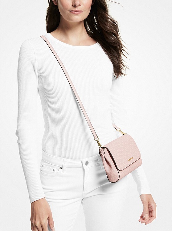 MICHAEL KORS Jet Set Medium MK Logo PVC Convertible Crossbody Pouchette ...