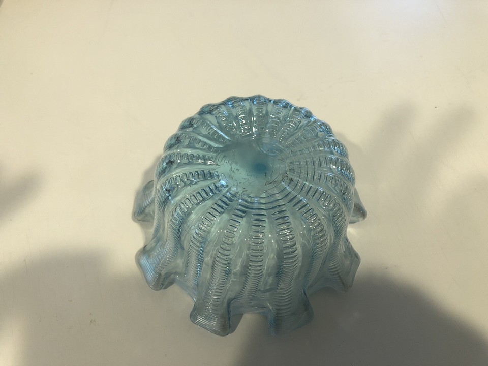 Antique Victorian Art Glass Blue Threaded Finger Bowl. Rd 55693 Etched ...