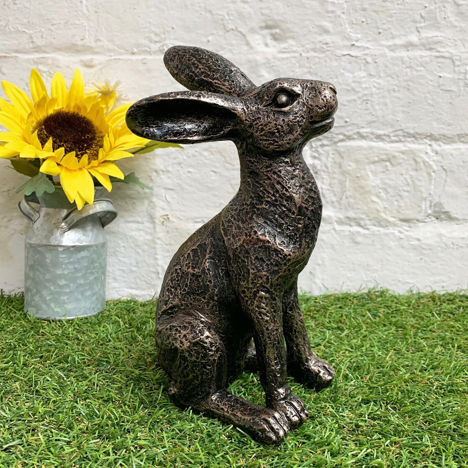 Moon Gazing Hare Garden Ornament Rabbit Sculpture Resin Statue White ...