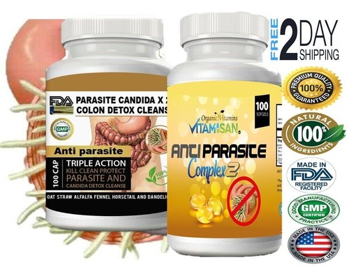 2X NATURAL PARASITE CLEANSE & HERBAL INTESTINAL DETOX ORGANIC COLON ...
