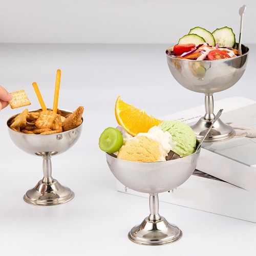 Stainless Steel Ice Cream Cup Footed Trifle Bowl, Photo Prop Serving ...