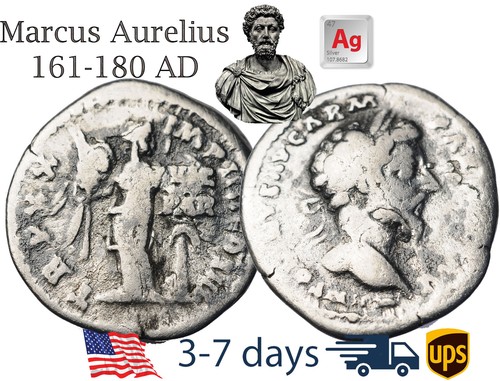 Ancient Roman Empire Coin Silver Denarius Marcus Aurelius 161 180 AD ...