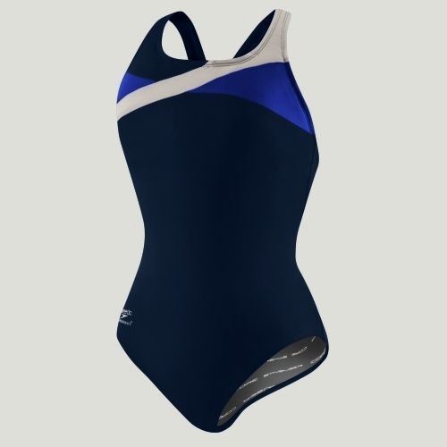 SPEEDO Wave Splice Ultra Back Navy Blue1 pc Swim Suit Female NEW Womens ...