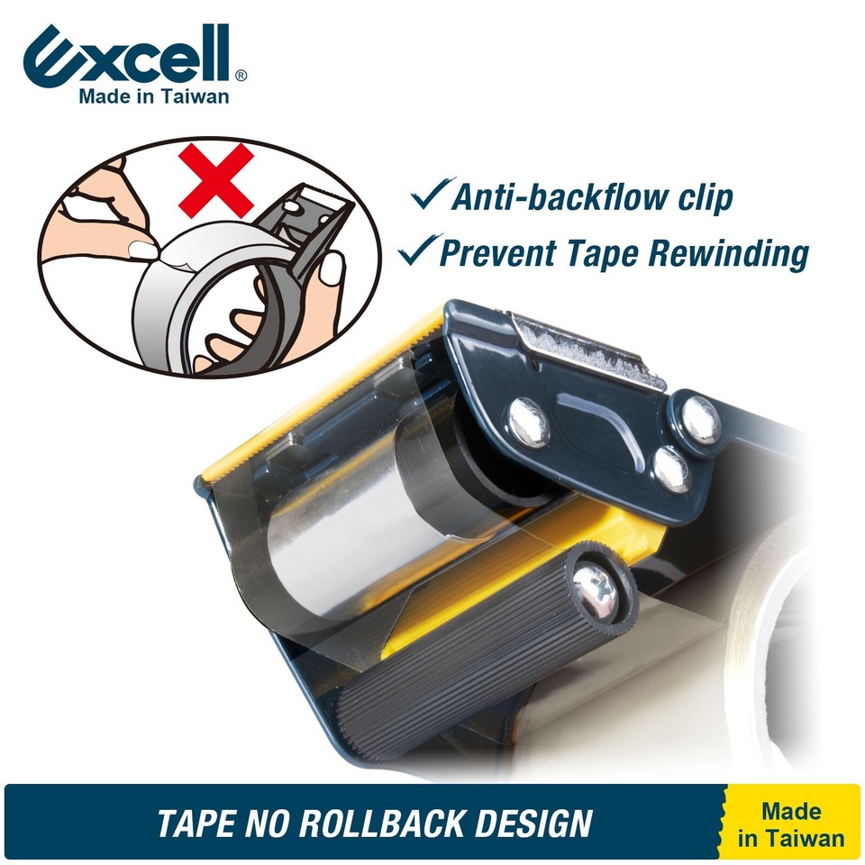 Excell Handheld Safety Tape Dispenser for 2" Tape 3" Core, Heavy Duty w ...