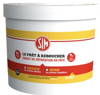 Enduit à reboucher réparation pâte prêt à l'emploi 5kg SIM LE PRET A ...