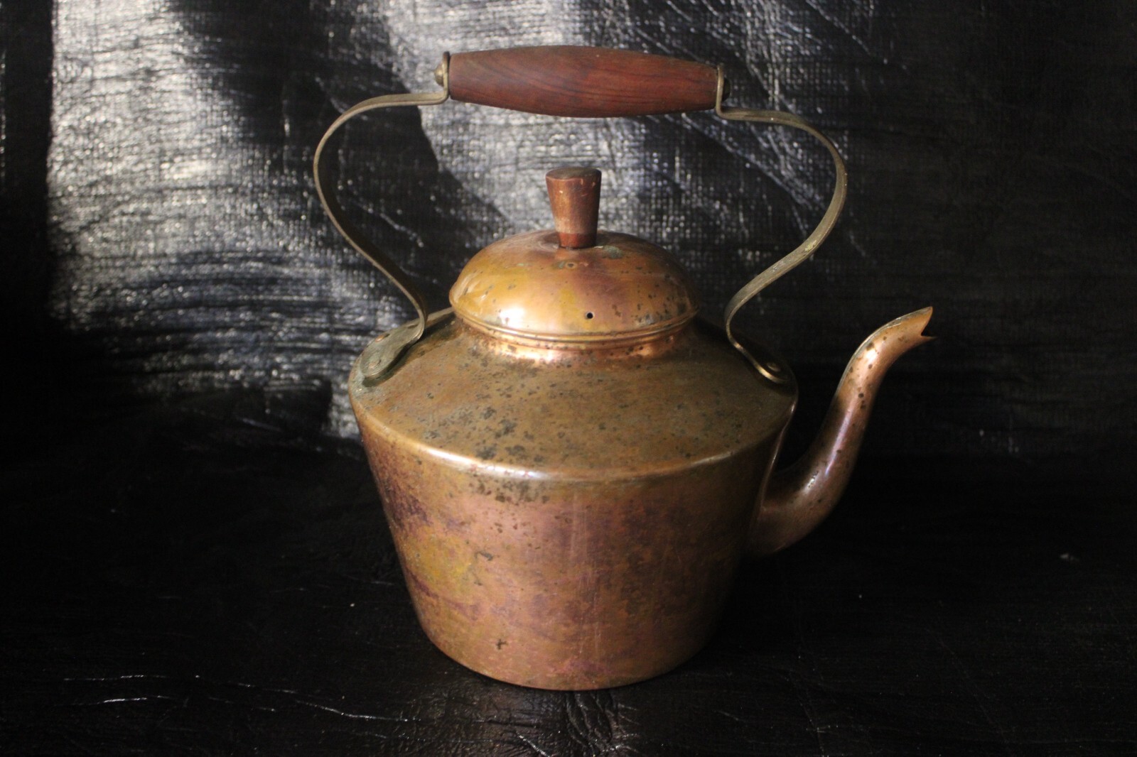 Vintage Copper tea kettle wooden handle (63) | eBay