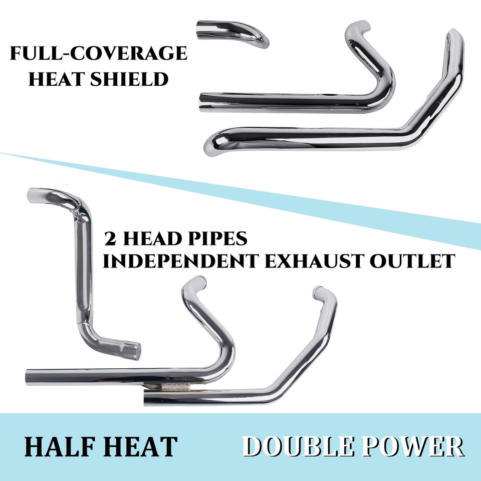 2009-2016 Harley Touring True Dual Exhaust SHARKROAD Rumble Head Pipes ...