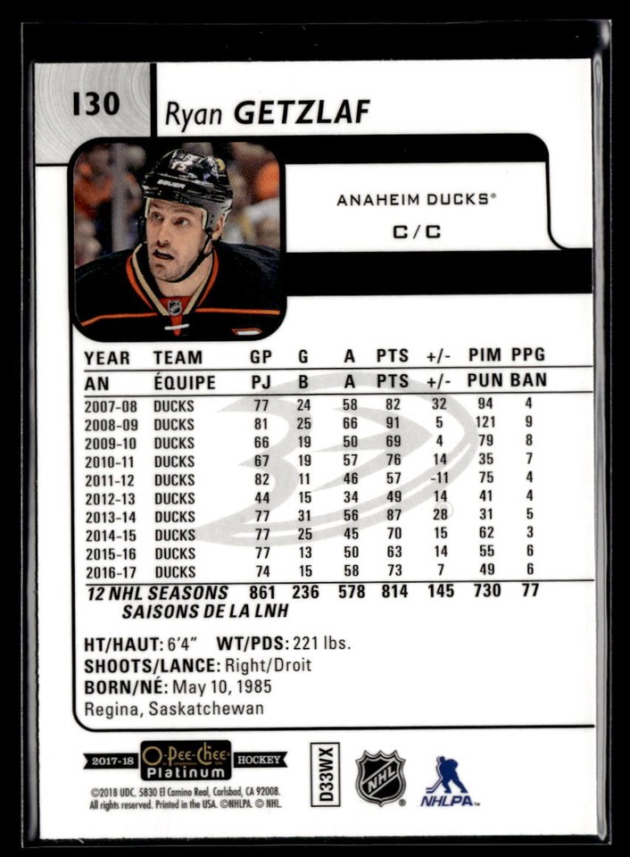 2017 O-Pee-Chee Platinum #130 Ryan Getzlaf | eBay