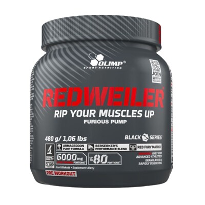 OLIMP REDWEILER PRE-WORKOUT CAFFEINE CREATINE STACK VITAMIN B6 480G ...