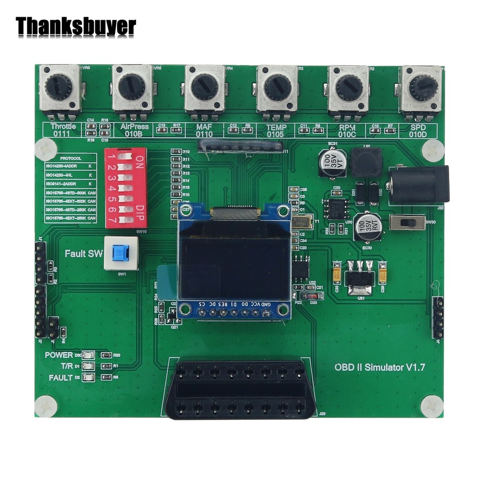 OBD II Simulator OBD2 ECU Simulator with 0.96" OLED 7 Conventional ...