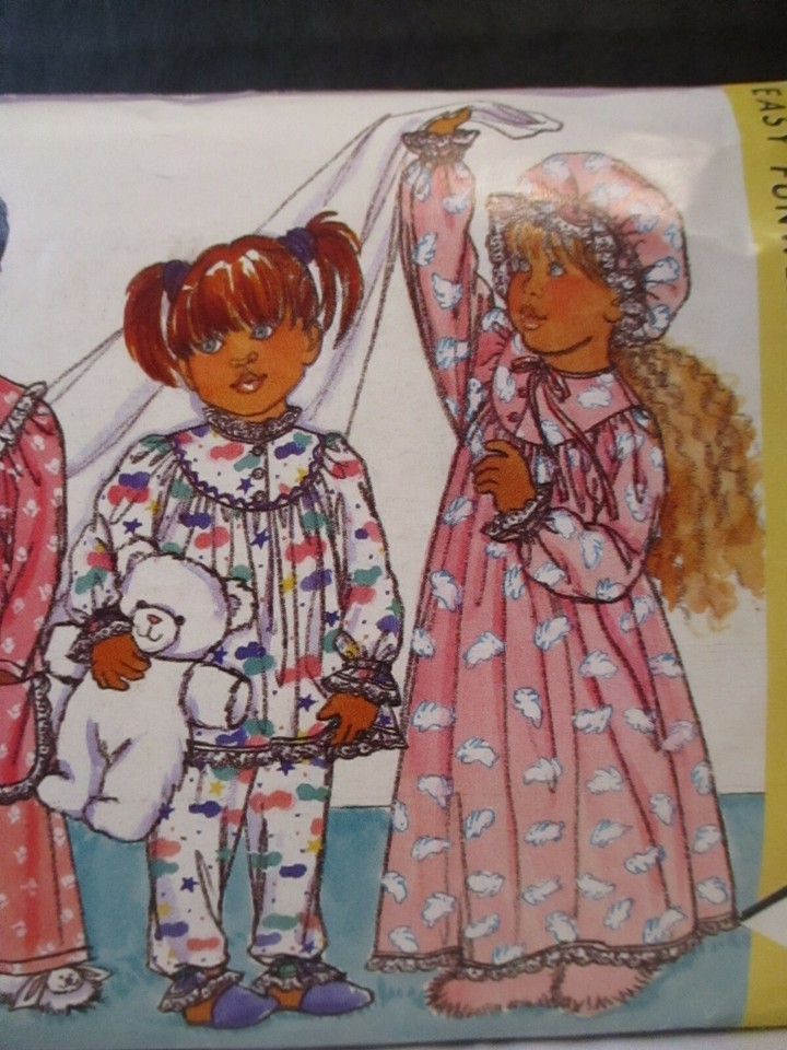 Butterick Pattern 4413 Girls Size 5-6-6X Robe Nightgown Hat Pajamas Cut ...