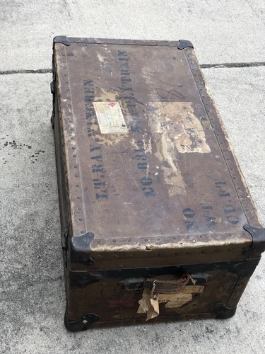 Antique WW1 US Army Military Soldier Lieutenant Steamer Trunk Vtg Lt ...