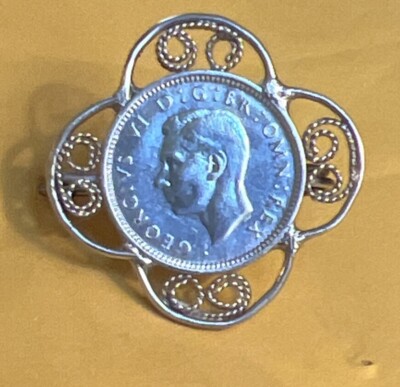 King George VI Sterling Filigree Coin Brooch Pin. England | eBay