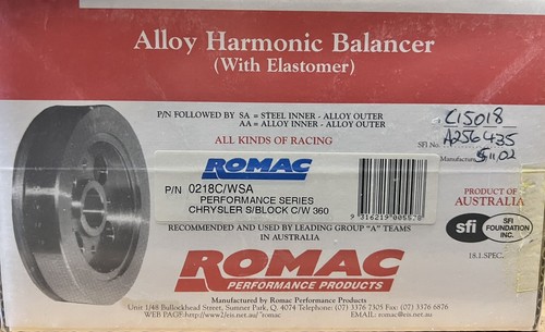 Romac 0218C/WSA SFI Balancer fits Small Block Mopar 360 Counter ...