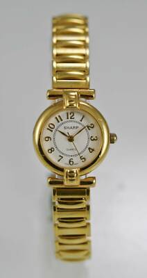 Sharp Watch Women Stainless Steel Gold Stretch Water Resist Battery ...
