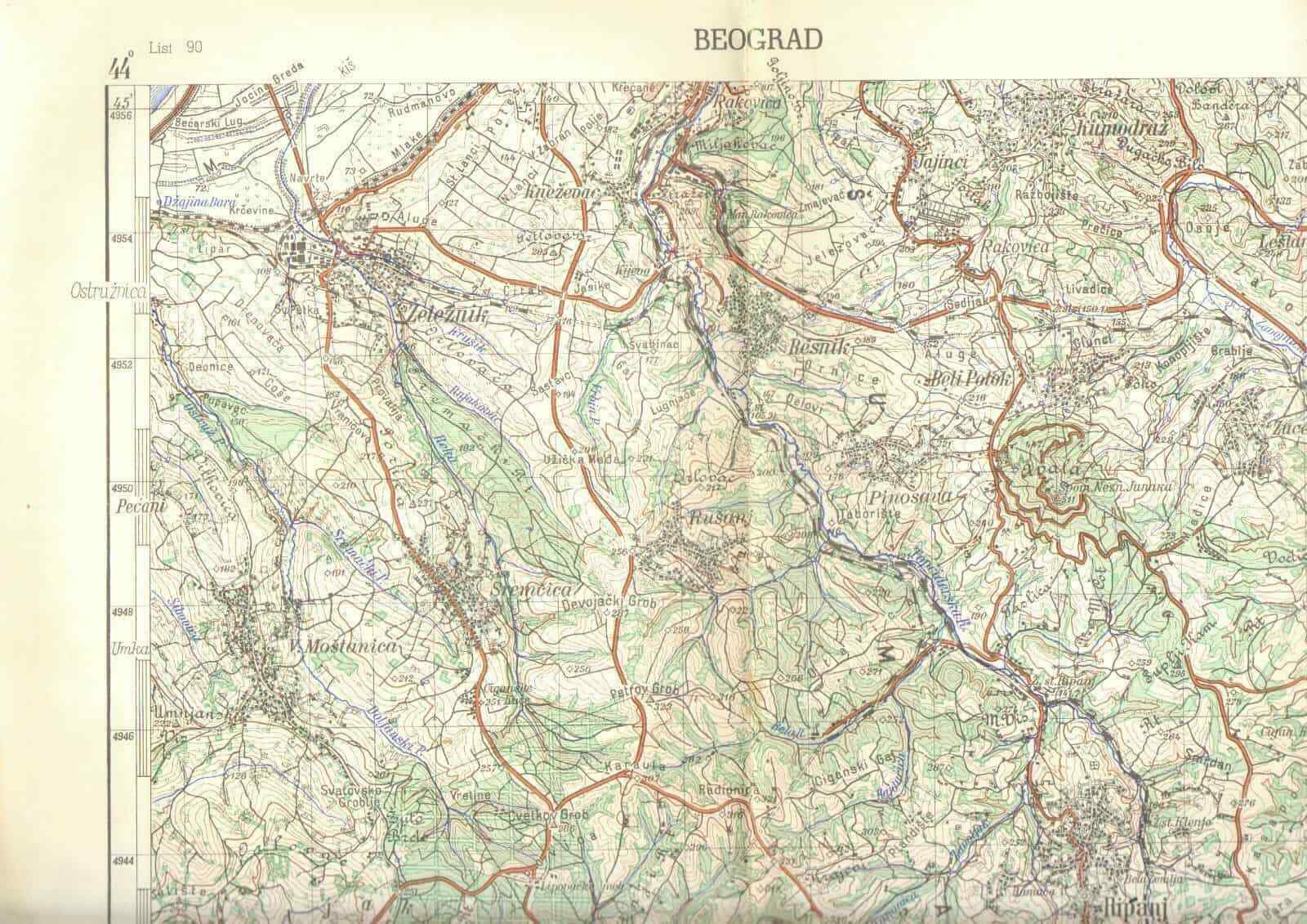 1967 Original Military Topographic Map Beograd Serbia Yugoslavia ...