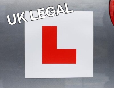 2 X UK Legal L Plates Self Adhesive Stick On Vinyl Weatherproof Learner ...