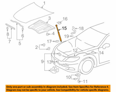 53440-50090 Toyota Support assy, hood, rh 5344050090, New Genuine OEM ...