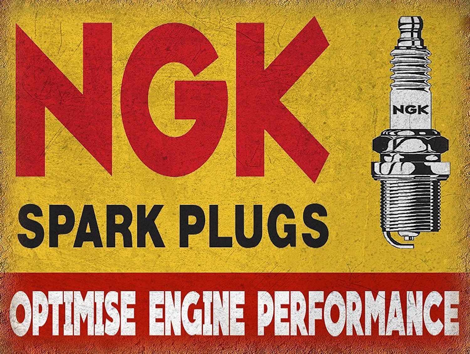 NGK SPARK PLUGS Vintage Retro Metal Tin Sign Poster Plaque Garage Wall ...