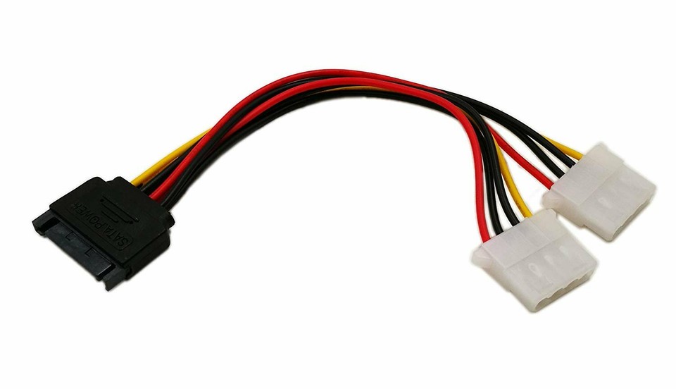 15 Pin SATA Male to 2 Female 4 Pin Molex Female IDE HDD Power Hard ...