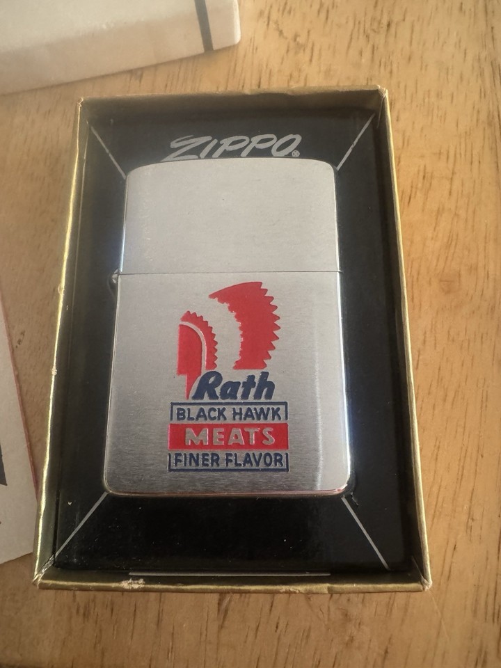 VTG Rath Black meats Waterloo Iowa ZIPPO LIGHTER MIB Never Removed From ...