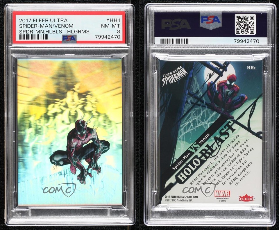 2017 Fleer Ultra Marvel Holoblast Holograms Spider-Man / Venom #HH1 PSA ...