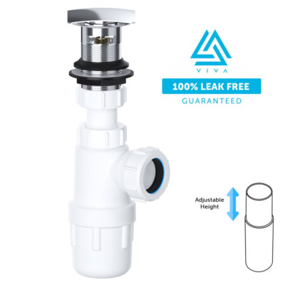 32mm Telescopic Basin Sink Bottle Trap & Slotted Chrome Square Waste ...