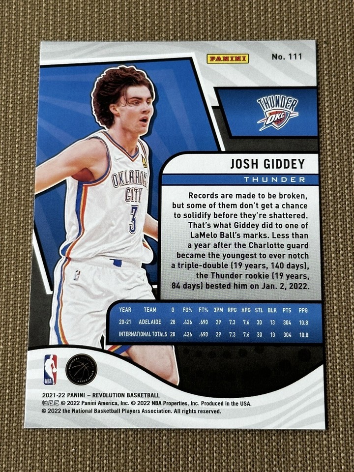 JOSH GIDDEY 2021-22 PANINI REVOLUTION BASKETBALL CARD #111 | eBay