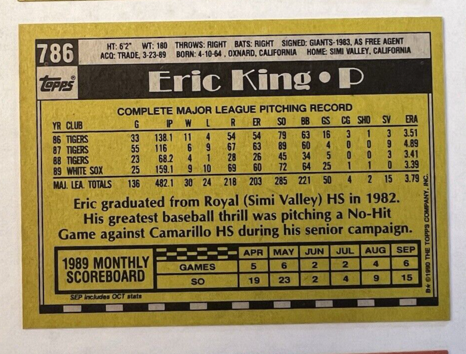 1990 Topps Chewing Gum MLB Baseball Card #786 Eric King Chicago White ...