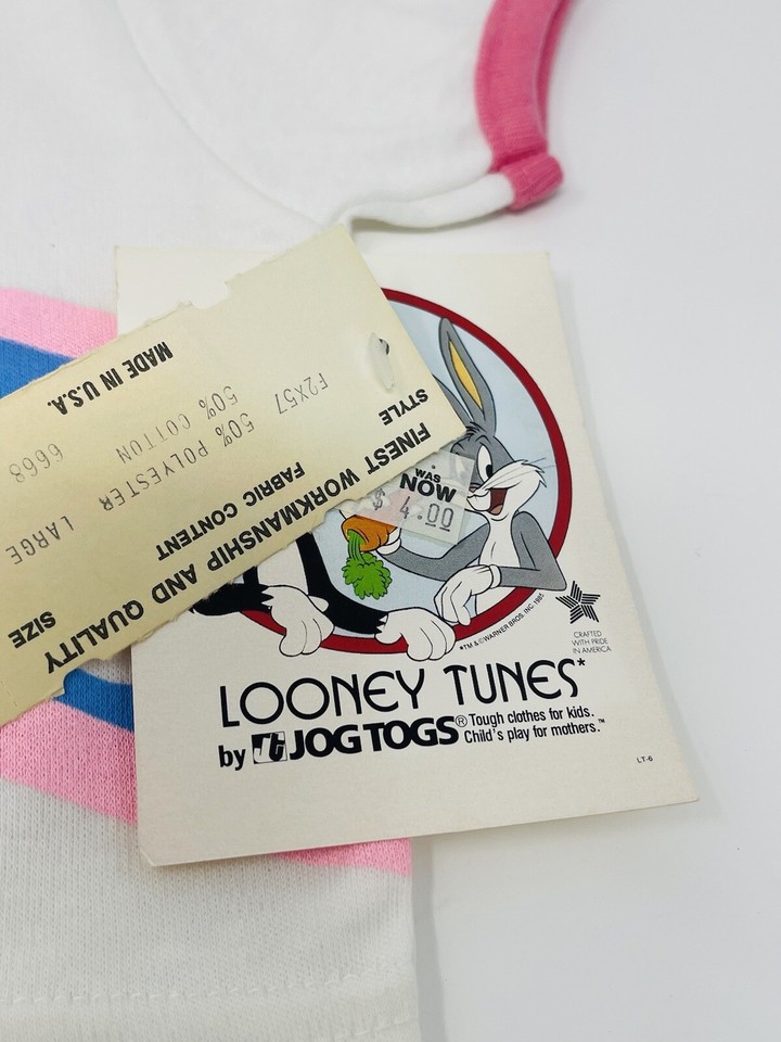 NWT Jog Togs Looney Tunes Tweety Bird Ringer Style T-Shirt Tee Made In ...