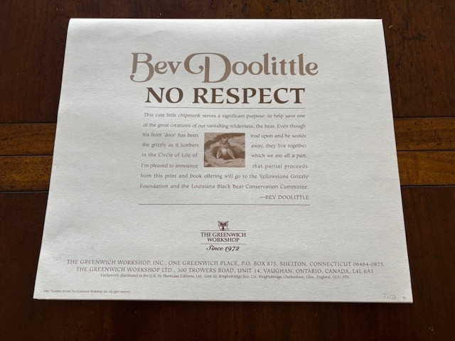 BEV DOOLITTLE SIGNED NUMBERED FRAMED NO RESPECT PRINT | eBay