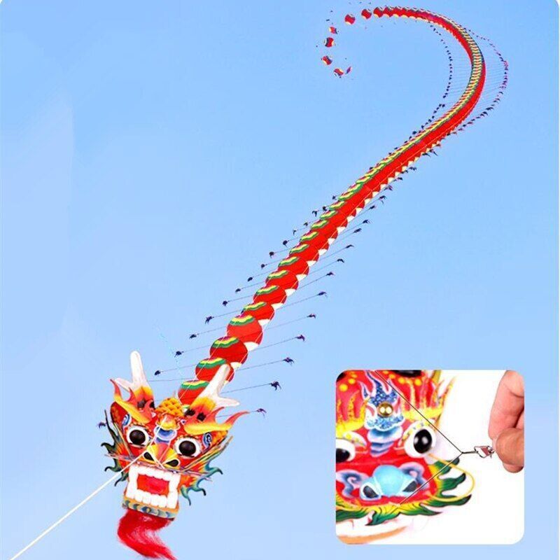 Traditional Dragon Kite Flying String Line Chinese Kite Outdoor Game ...