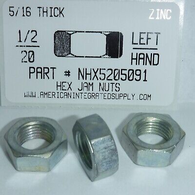 1/2-20 Left Hand Thread Hex Jam Nuts Steel Zinc Plated (10) | eBay
