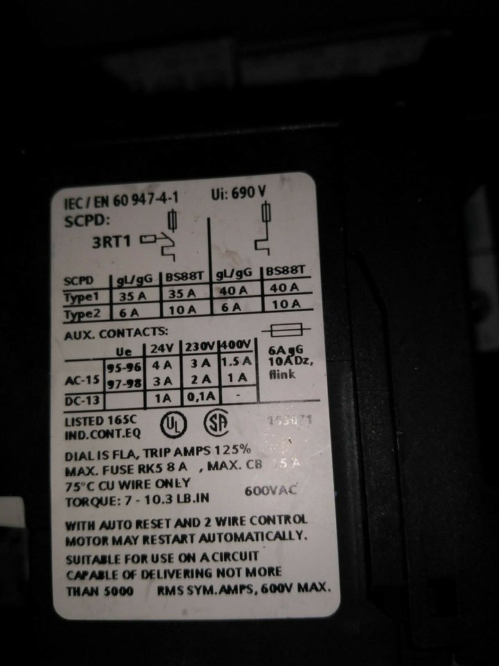 Siemens DMT 98 ATEX G 001 Motorschutzschalter 3RU 1116-1BB1 ...
