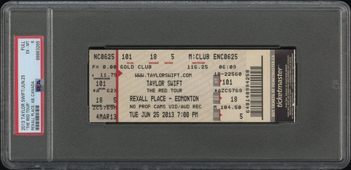 2013 Taylor Swift The Red Tour FULL Ticket Rexall Place, Canada PSA 6 ...