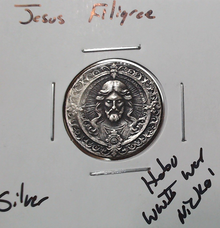 HOBO Jesus Christ Filigree Made From A REAL WWII Silver Nickel SIGNED ...