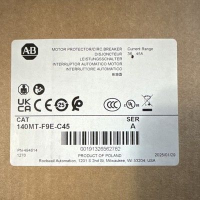 New in Box Allen-Bradley 140MT-F9E-C45 Motor Protector CircuitBreaker ...