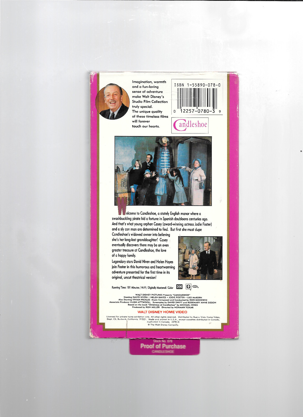 Candleshoe VHS Walt Disney David Niven Jodie Foster Helen Hayes McKern ...