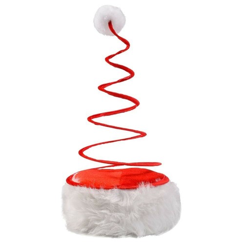 Red Santa Hat with Coil Spring. Holiday Christmas Hat. Adult One Size ...