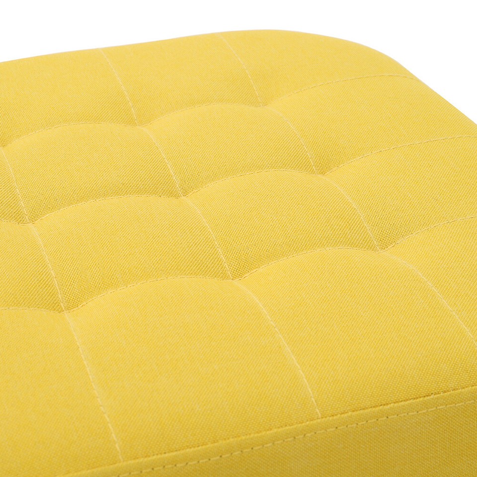 Linen Fabric Padded Large Footstool Footrest Square Pouffe Stool Solid ...