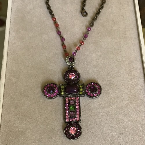 Bejeweled Cross Pink Burgundy Green Rhinestones Pave … - Gem