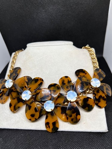 J.CREW NECKLACE FAUX TORTOISE SHELL & RHINESTONES SIGNED | eBay