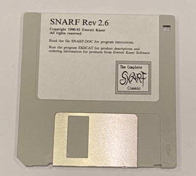 RARE Vtg Snarf 2.6 Game PC 3.5 Floppy Disk Everett Kaser Classic 1990 ...