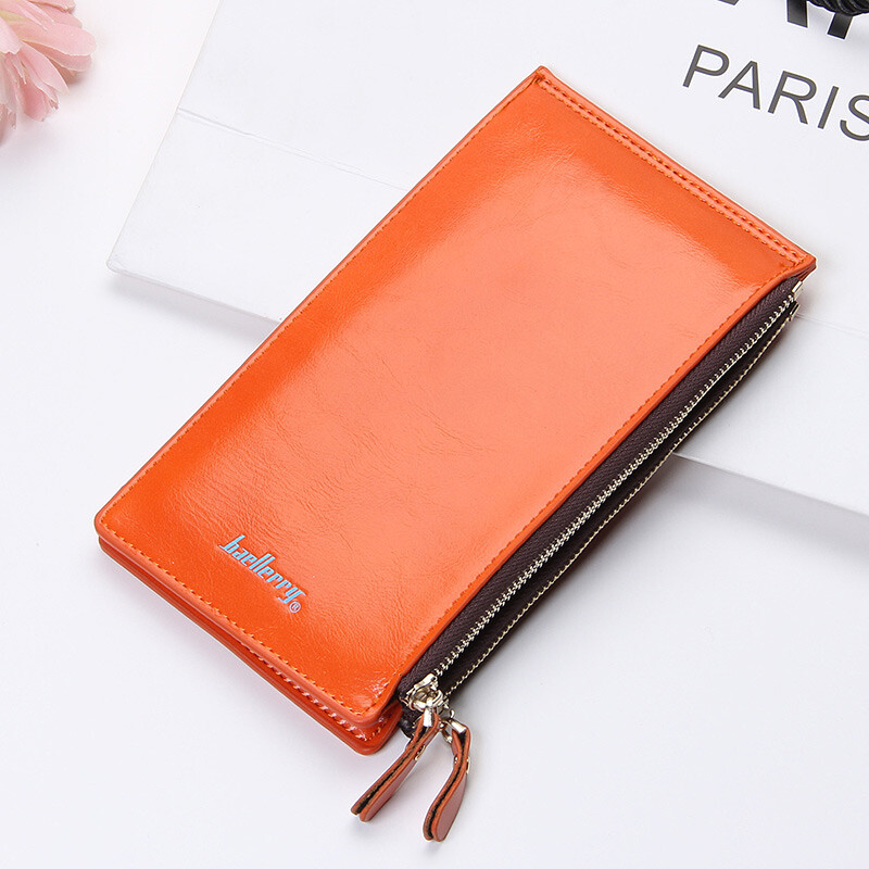 Womens Oil Wax Leather Slim Multi Credit Card Holder Secretary Zip ...