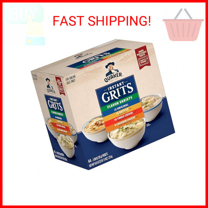 Quaker Instant Grits, 4 Flavor Variety Pack, 0.98oz Packets,44 Count ...