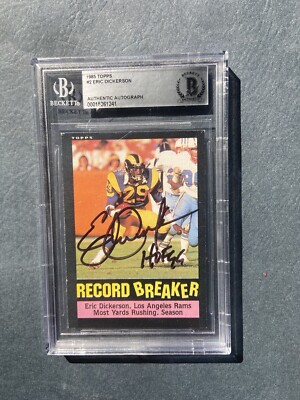 1985 Topps Eric Dickerson RB signed. Rams Auto. BAS Autograph Card NM ...