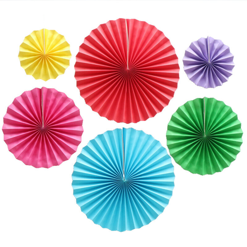 Mixed Size Hanging Paper Fan Round Wheel Paper Fans | eBay