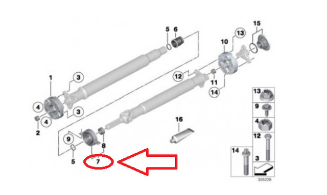 BMW 5 F10 Prop Shaft CARDAN Support Bearing 26127564695 Genuine for ...
