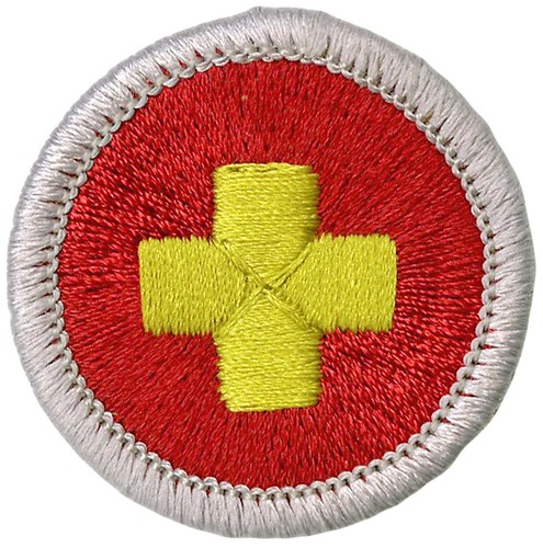 BSA FIRST AID MERIT BADGE CURRENT MINT TYPE L SINCE 1910 BACK | eBay