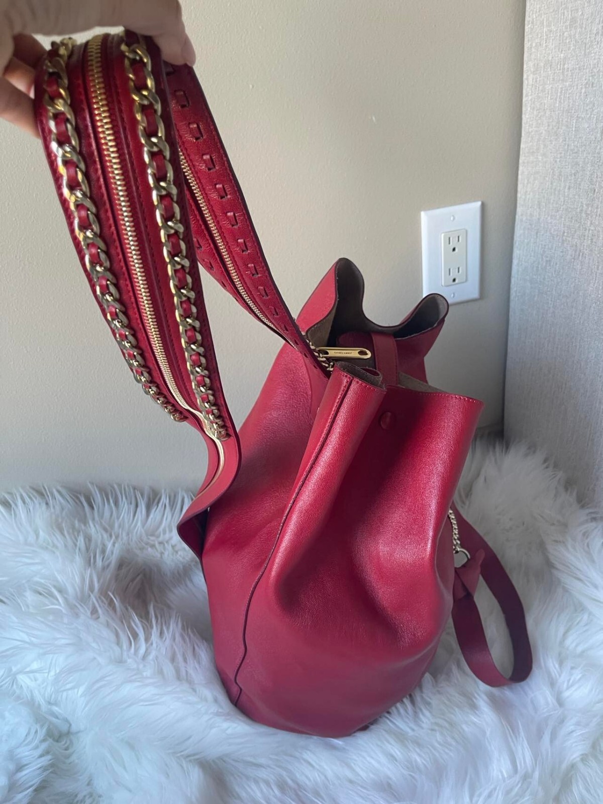 Jimmy Choo Red convertible leather shoulder bag. Auth… - Gem